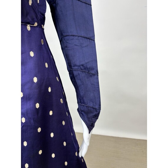 Antique Victorian 1890s Navy Blue Octagon Print Dress… - Gem