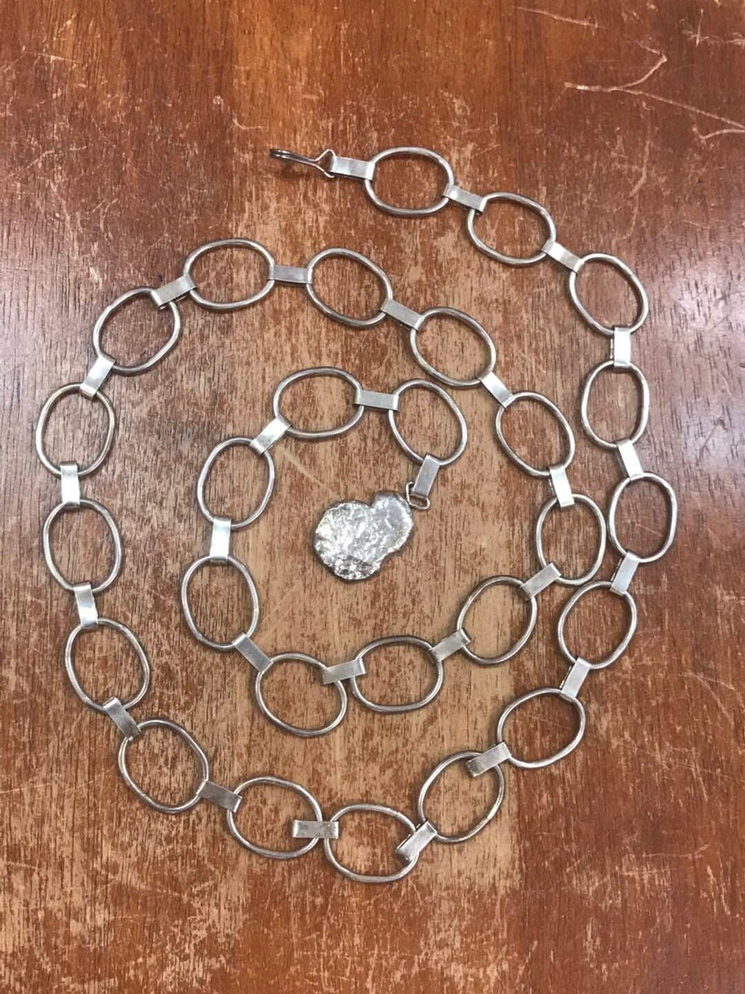 Vintage Ed Genovese Oval Link Chain Belt With Sterling Silver Nugget ...