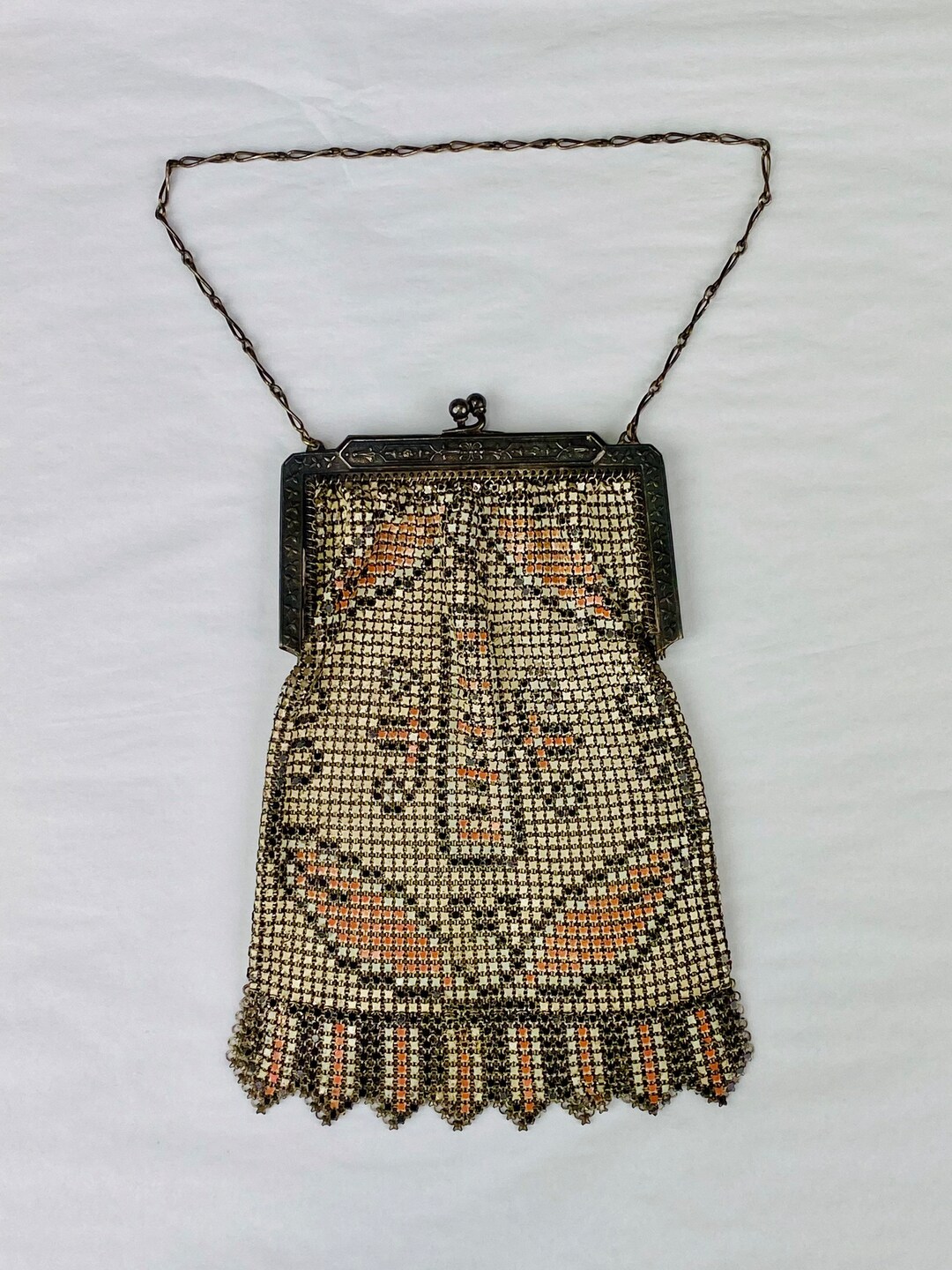 Antique Edwardian Chainmail Mini Enamel Coin Purse / Pouch Art Deco ...