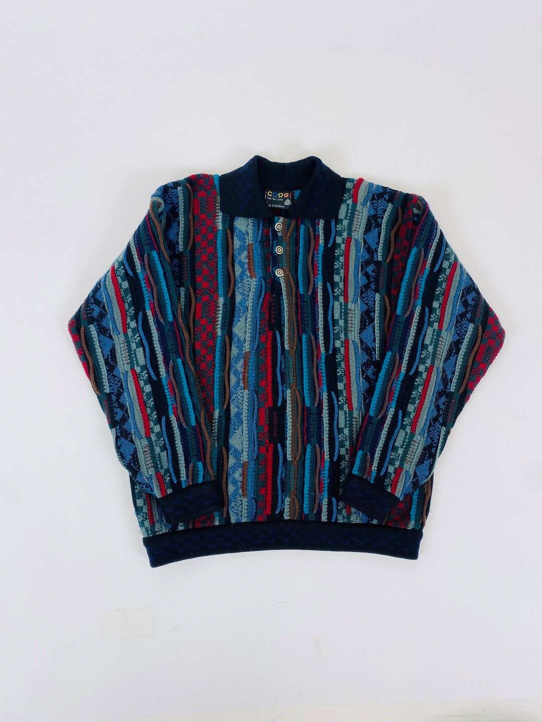 Vintage 1980s Authentic Coogi Designer Sweater Knit Abstract Fall ...