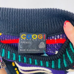 Vintage 1980s Authentic Coogi Designer Sweater Multicolor Purple and ...
