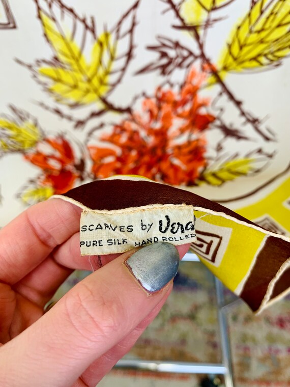 Vintage 1950s Vera Silk Scarf Novelty Autumnal Print … - Gem