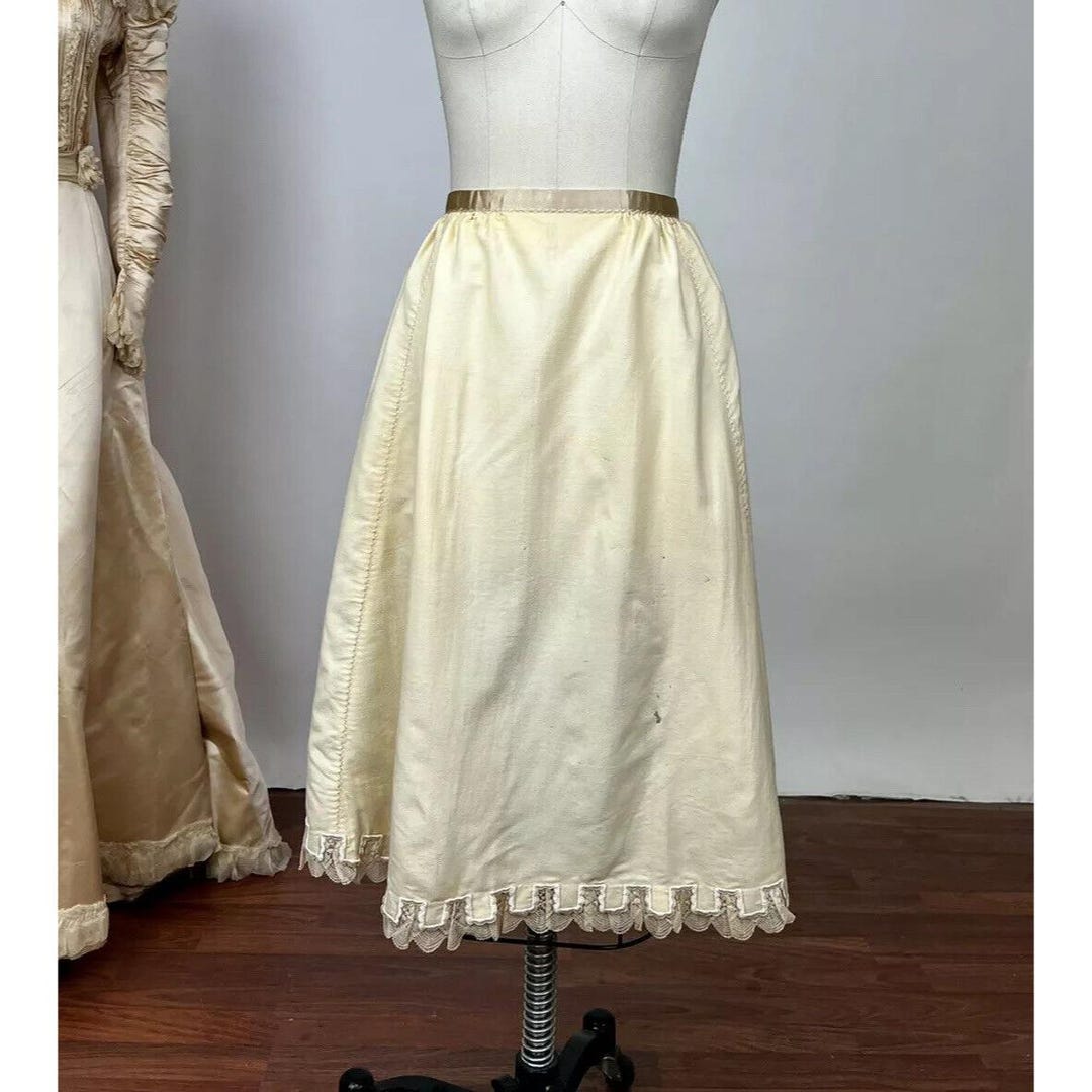 Antique Edwardian Victorian Wool off White Wedding Slip Petticoat Skirt ...