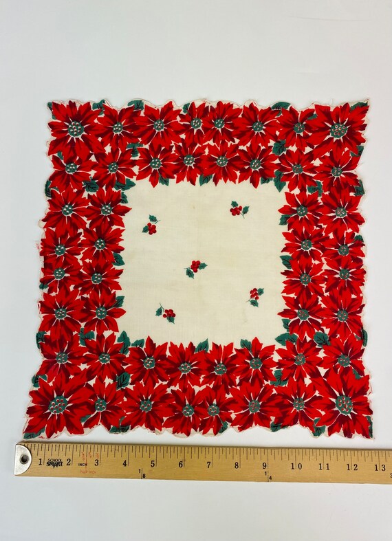 vintage christmas hankie - Gem