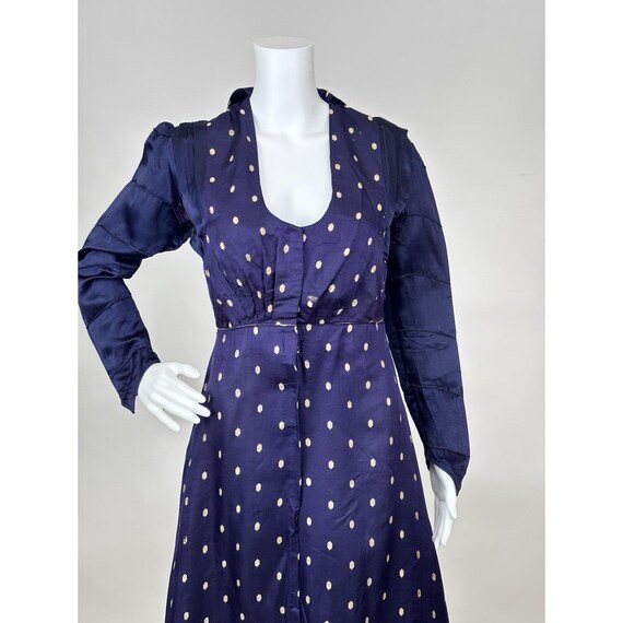 Antique Victorian 1890s Navy Blue Octagon Print Dress… - Gem