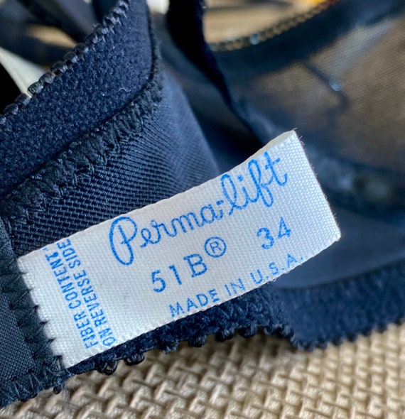 Vintage Dead Stock 1950s Black Perma-Lift Bra Lingeri… - Gem