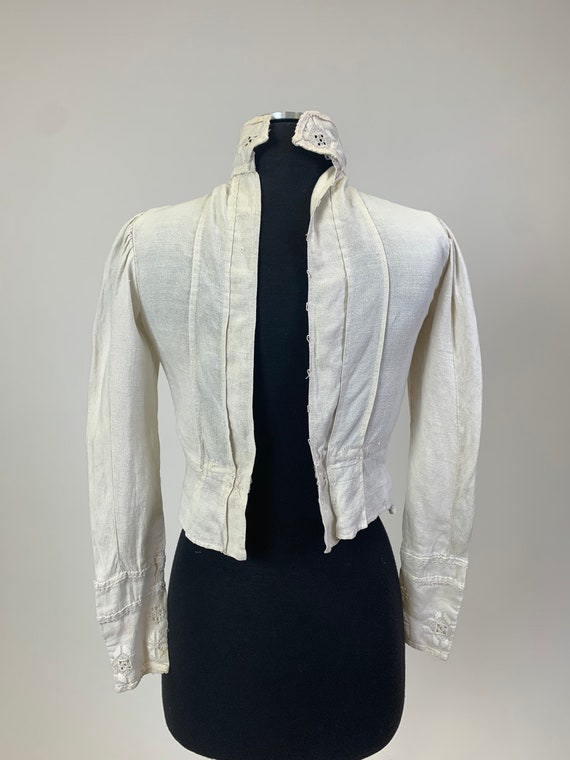 Authentic Antique Edwardian Victorian White Linen emb… - Gem