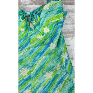 1960s Peter Pan by Oleg Cassini Green and Blue Beach Swim Swimsuit ...