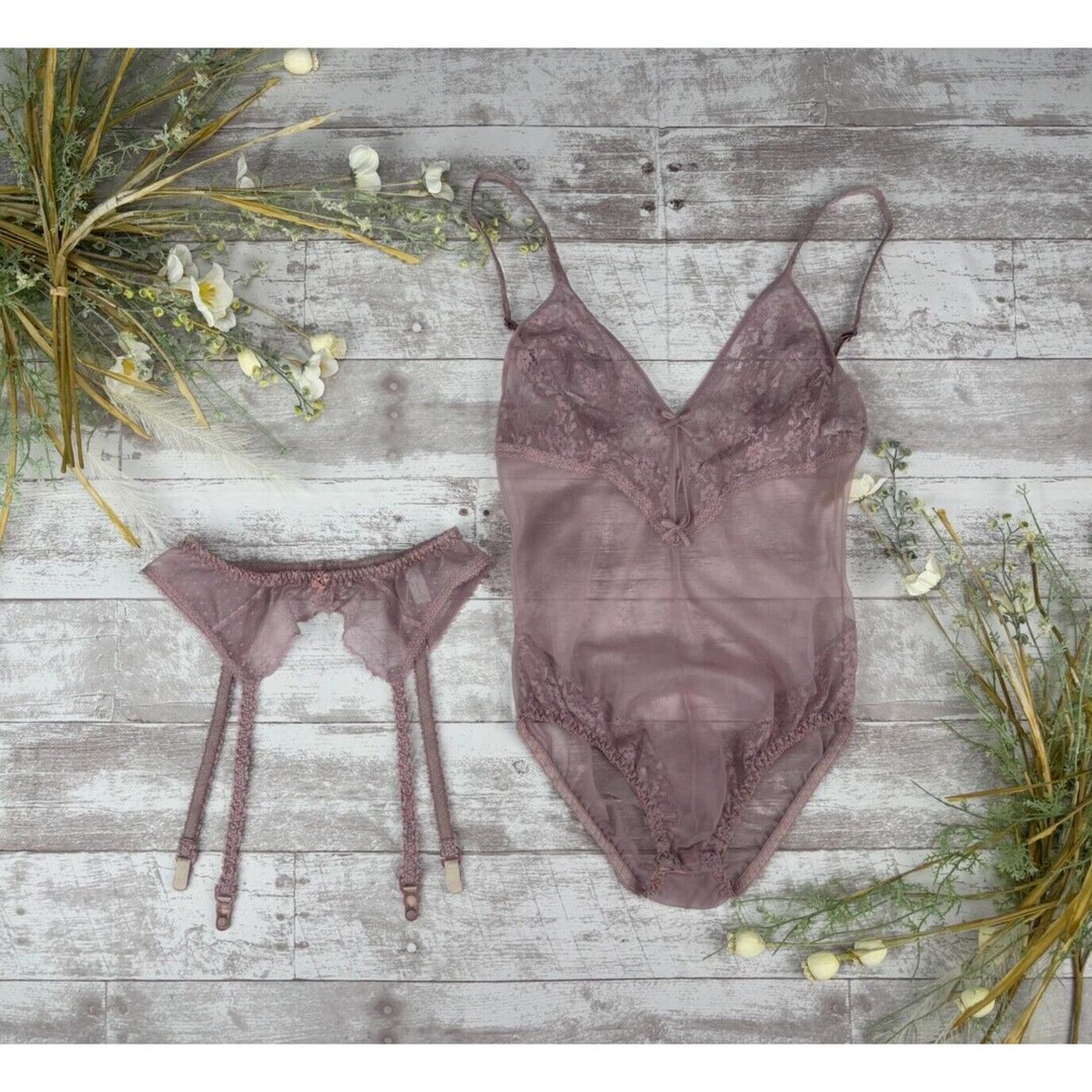 Vintage 1970s Purple Nylon Lace Lingerie Boudoir Snap Crotch Teddy ...