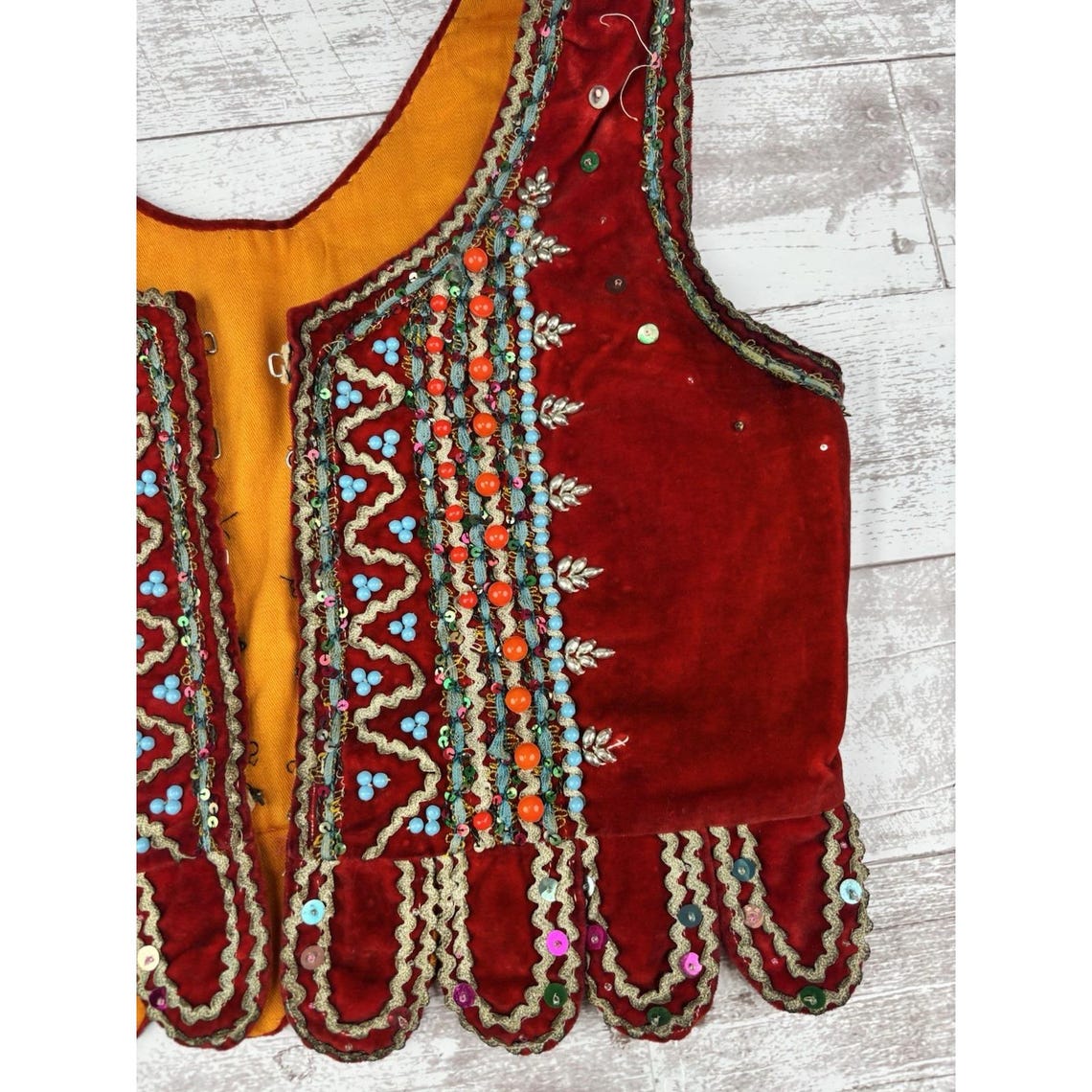Antique Eastern European Polish Corset Beaded Vest Red Velvet Sequins ...