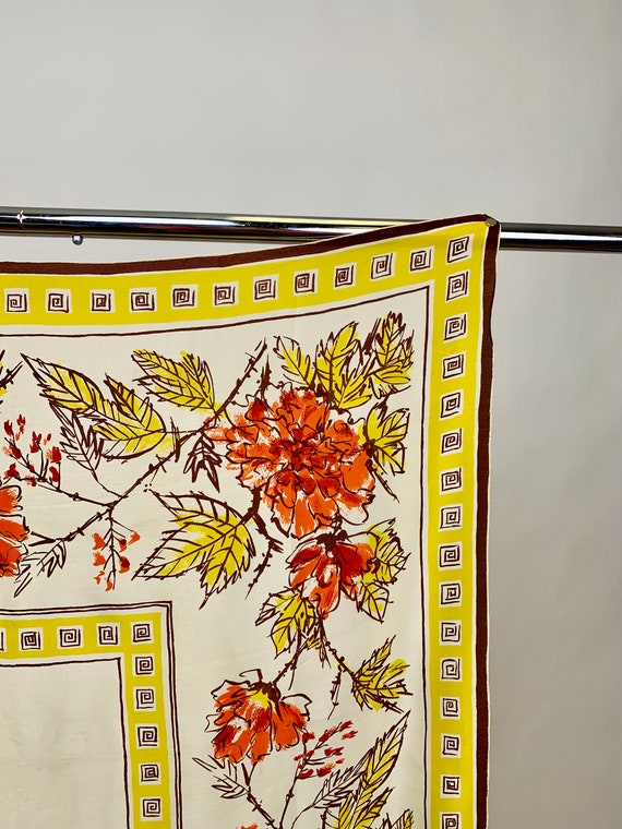 Vintage 1950s Vera Silk Scarf Novelty Autumnal Print … - Gem