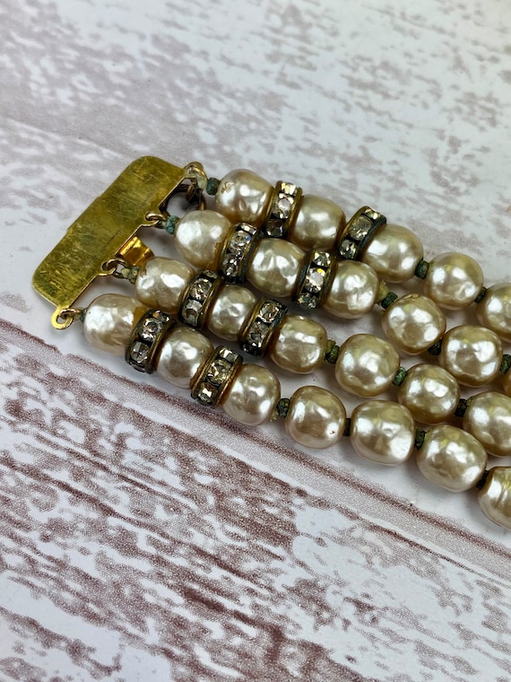 1960s Vintage Miriam Haskell Baroque glass Pearl rhin… - Gem