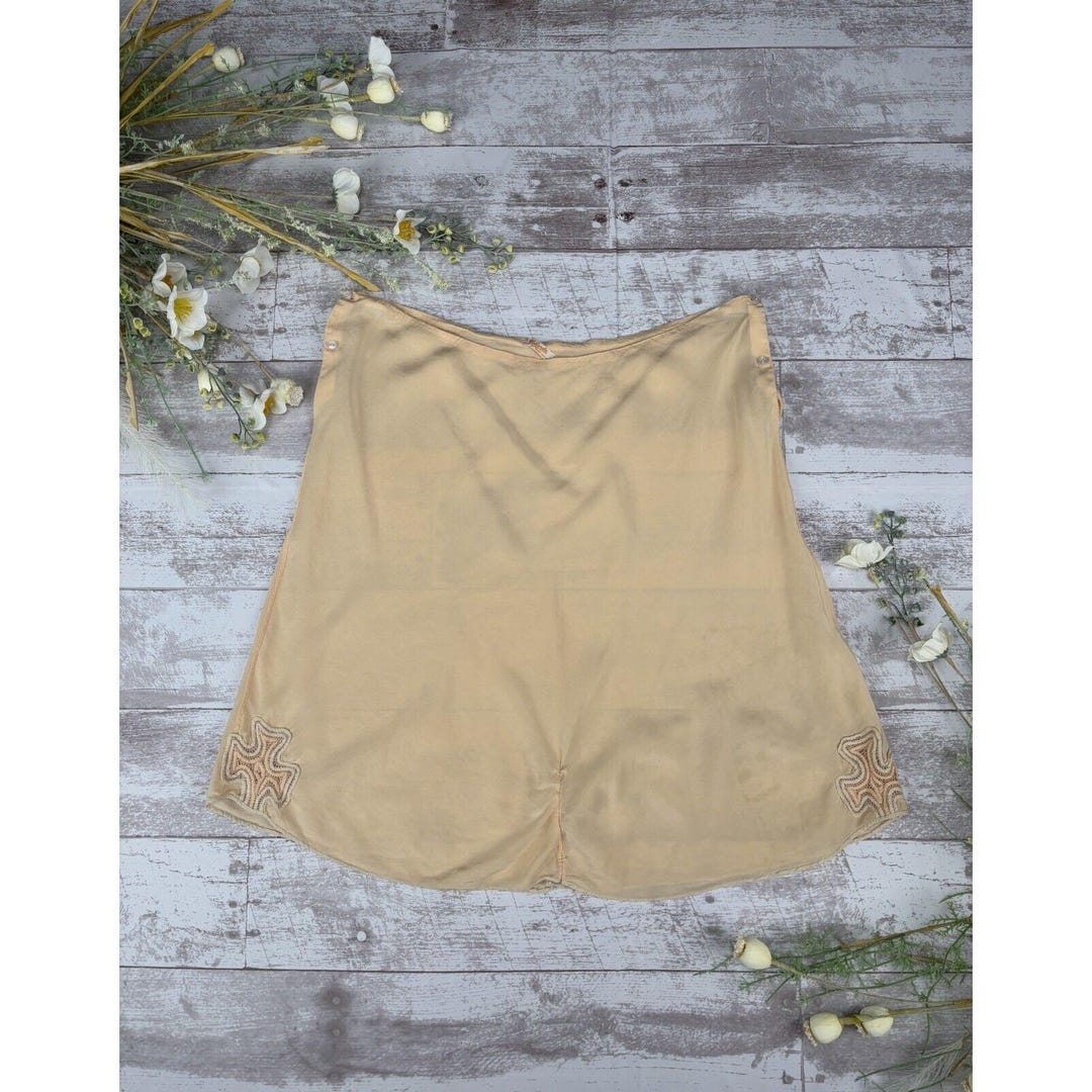 Vintage Lingerie 1940s Peach Silk Satin Tap Pants Boudoir Cutwork ...