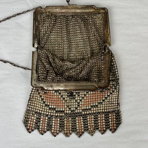 Antique Edwardian Chainmail Mini Enamel Coin Purse / Pouch Art Deco ...