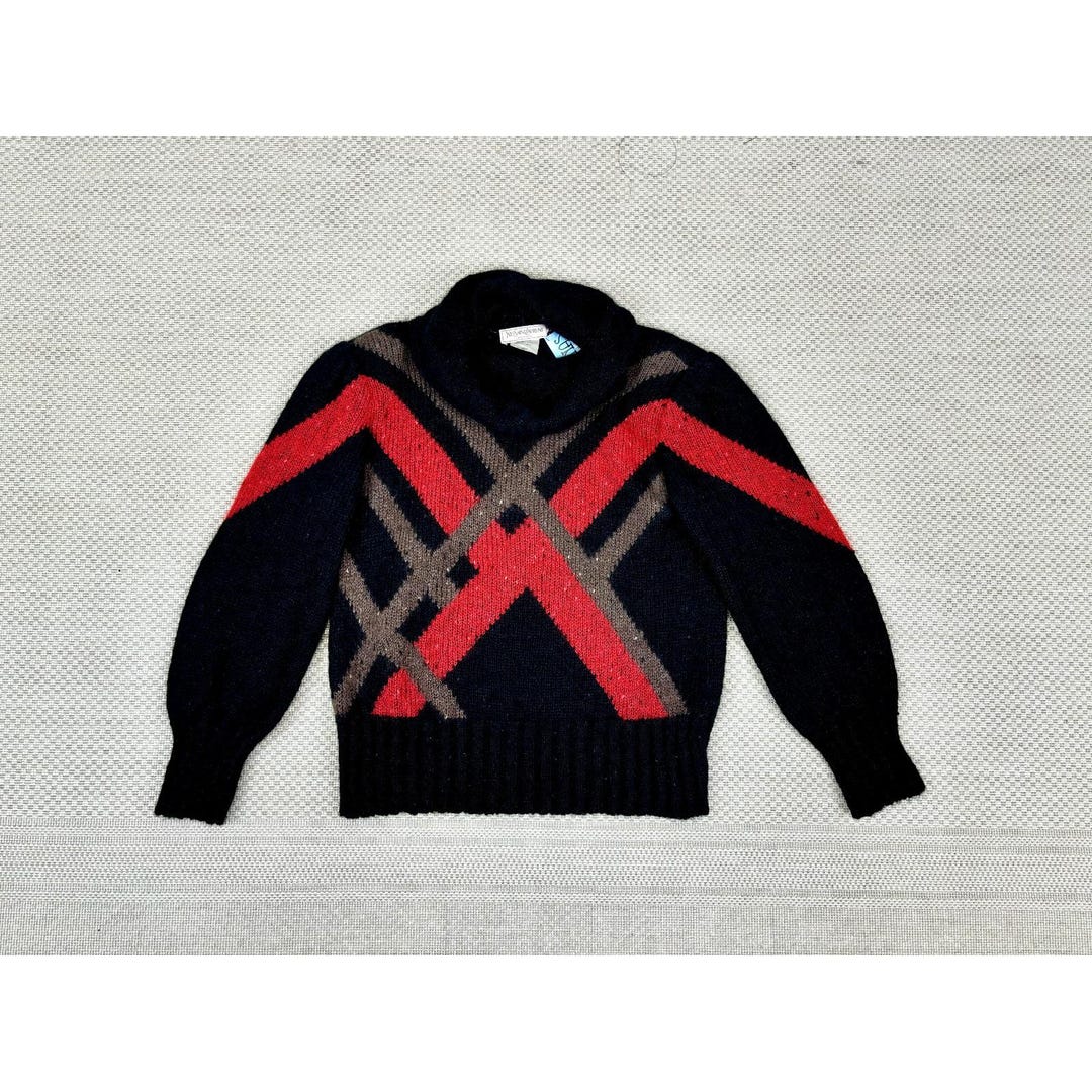 Vintage 1980s YSL Variation Mohair Silk Wool Blend Black Cowl Neck ...