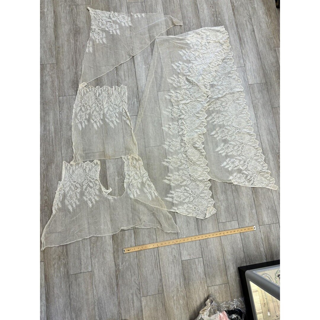 Lot of Antique Edwardian Lace Textile Remnants Crochet Embroidered AS ...