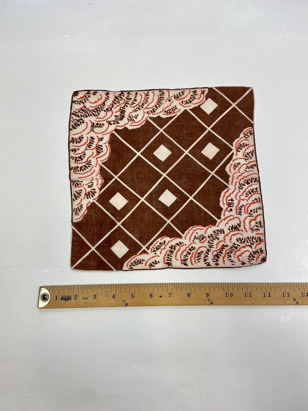 Vintage 1930s Art Deco Novelty Print Hankie Handkerchief Hanky Brown ...
