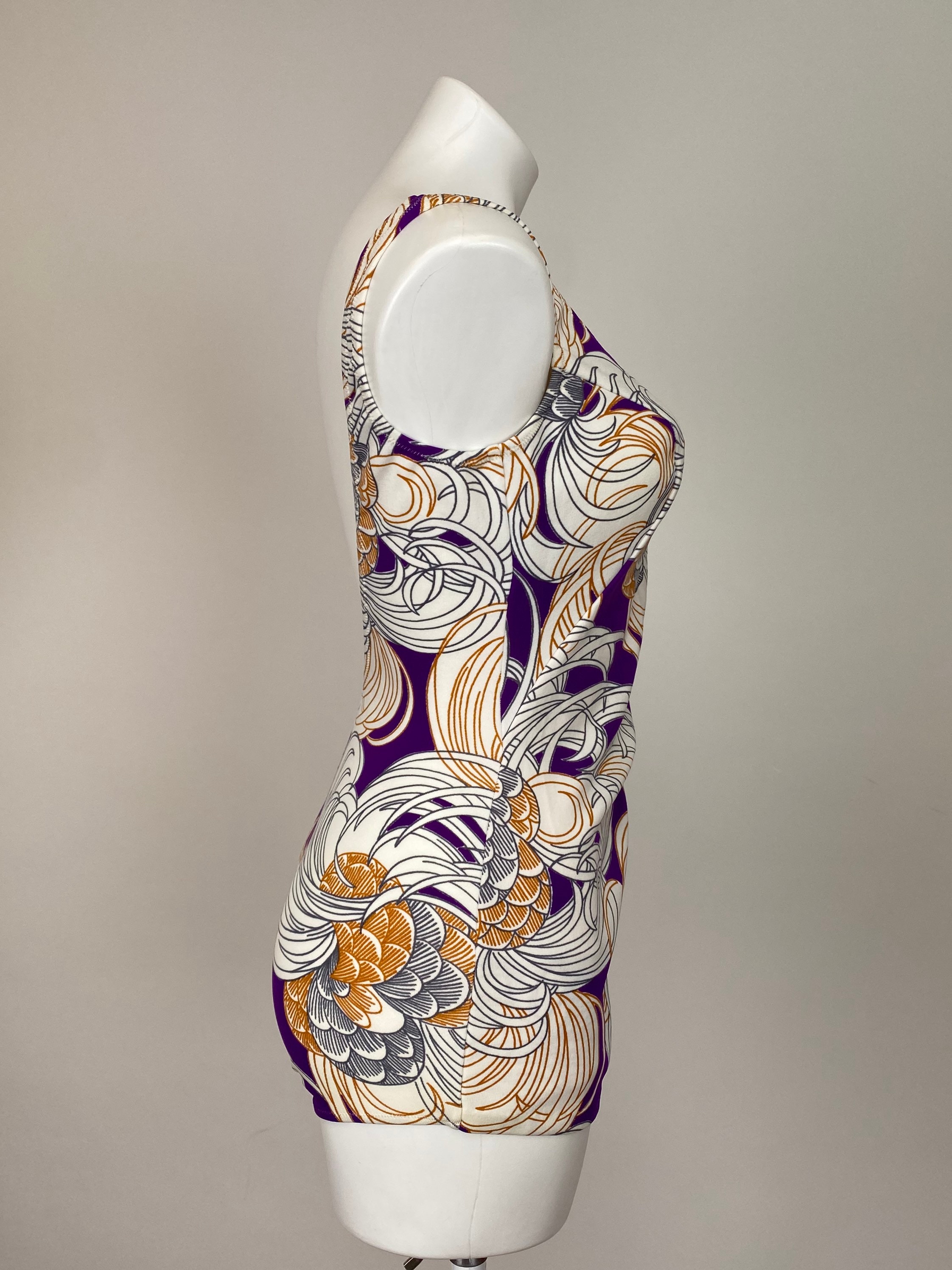 Authentic Vintage 1960s Peter Pan One Piece Psychedelic Abstract Floral ...