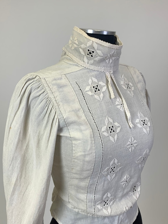 Authentic Antique Edwardian Victorian White Linen emb… - Gem