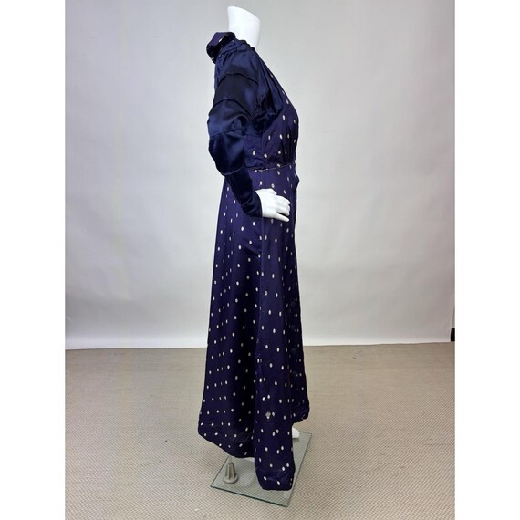 Antique Victorian 1890s Navy Blue Octagon Print Dress… - Gem