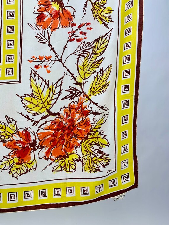 Vintage 1950s Vera Silk Scarf Novelty Autumnal Print … - Gem