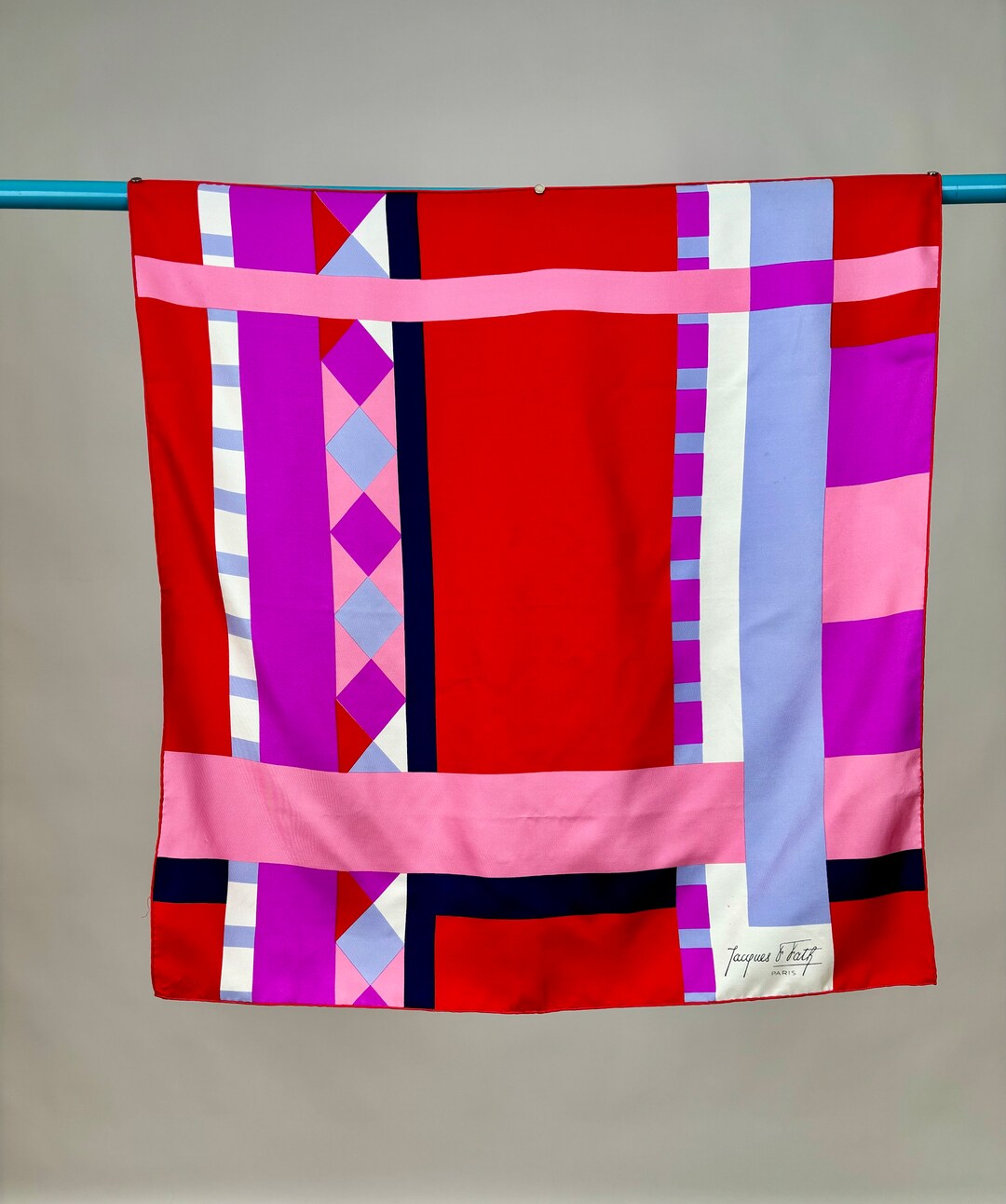 Vintage 1950s Jacques F Fath Silk Scarf Geometric Print in Lorde ...