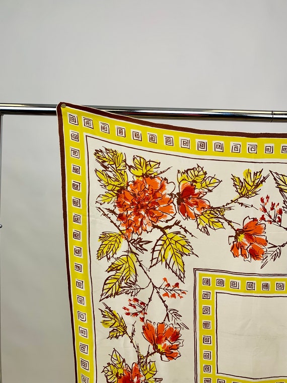 Vintage 1950s Vera Silk Scarf Novelty Autumnal Print … - Gem