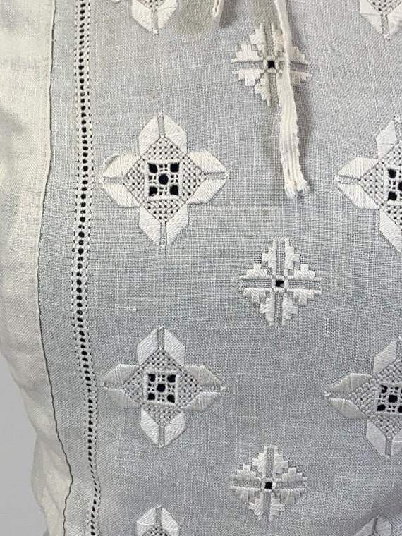 Authentic Antique Edwardian Victorian White Linen emb… - Gem