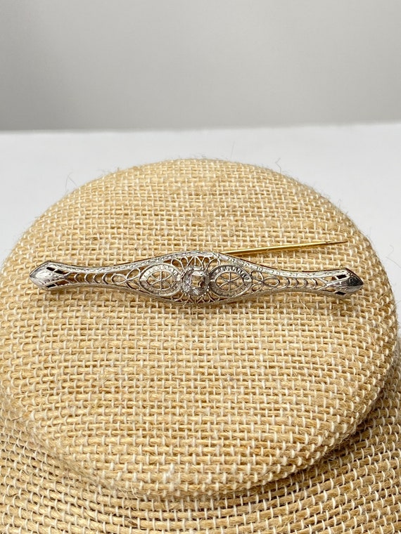 Antique Victorian filigree long solid white and yello… - Gem