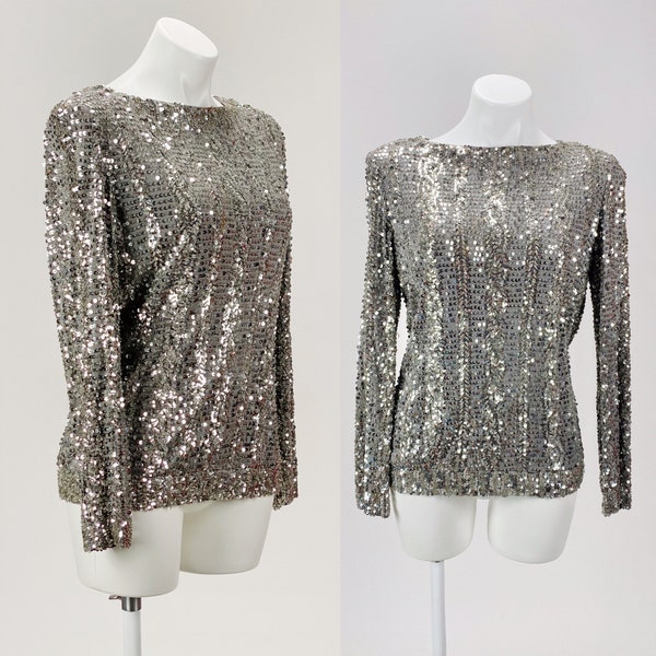Silver Sequin Blouse - Etsy