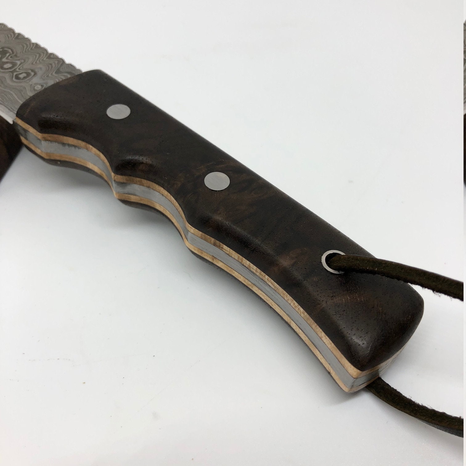 Damascus Blade With Black Walnut Burl and Maple Wood Handle - Etsy