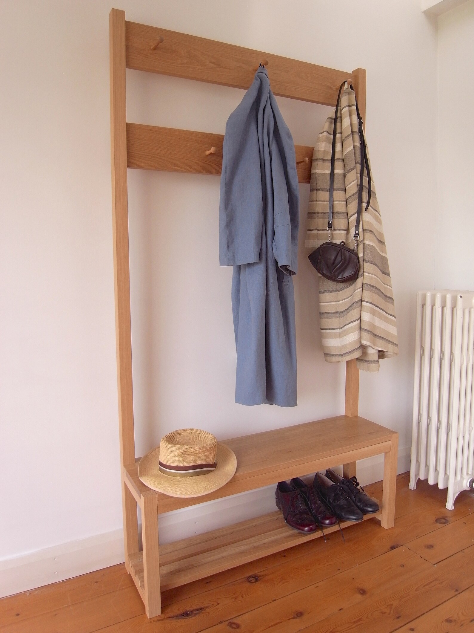 Oak Hallway Bench, Coat and Shoe Rack for Hallways, Entranceways or ...