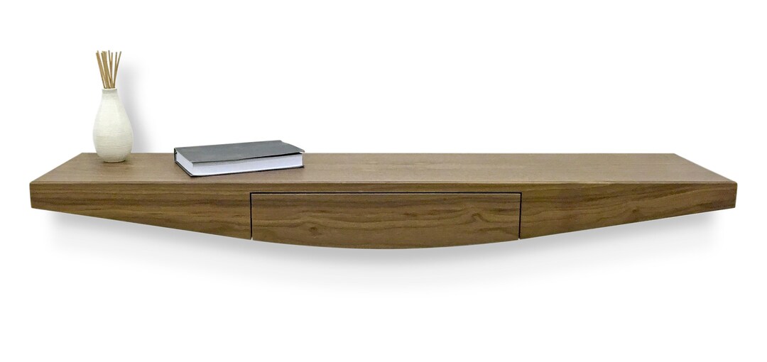 Console Table With Drawer for Hallway, Dark Walnut Wood, Floating ...