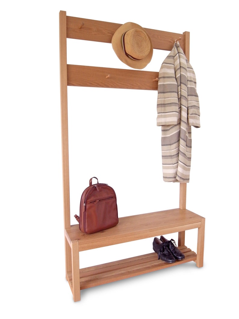 Oak Hallway Bench, Coat and Shoe Rack for Hallways, Entranceways or ...
