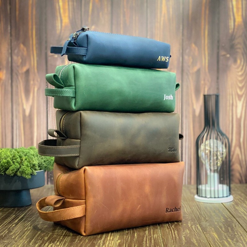 Personalized Leather Toiletry Bag Men/leather Dopp Kit for - Etsy