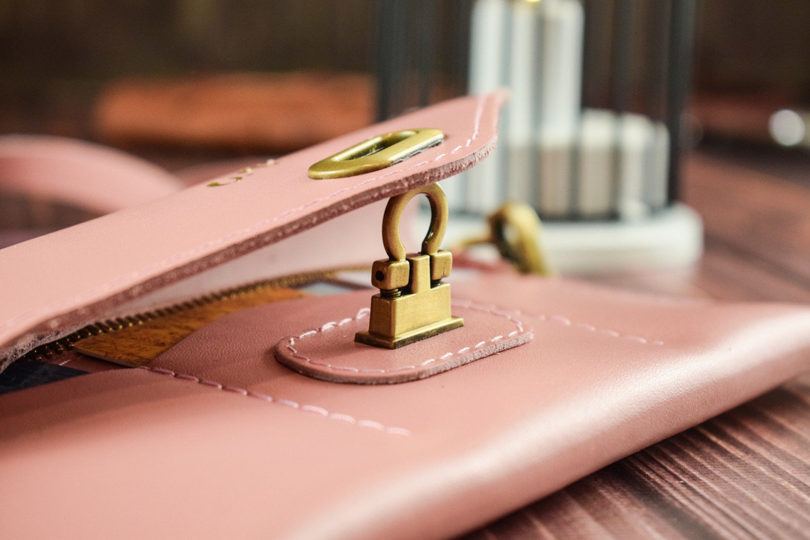 Leather Cash Envelope Wallet Women/leather Wristlet/leather - Etsy