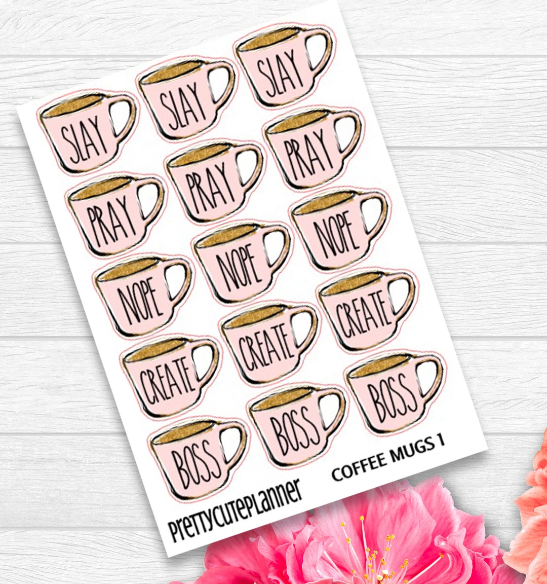 Coffee Mug Stickers Slay Coffee Mug Character Stickers - Etsy