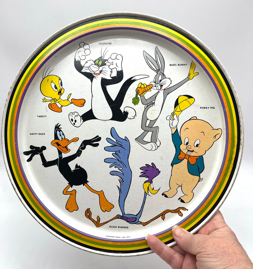 Vintage 1974 Looney Tunes Metal Tray: Bugs Bunny, Tweety Bird, Road ...