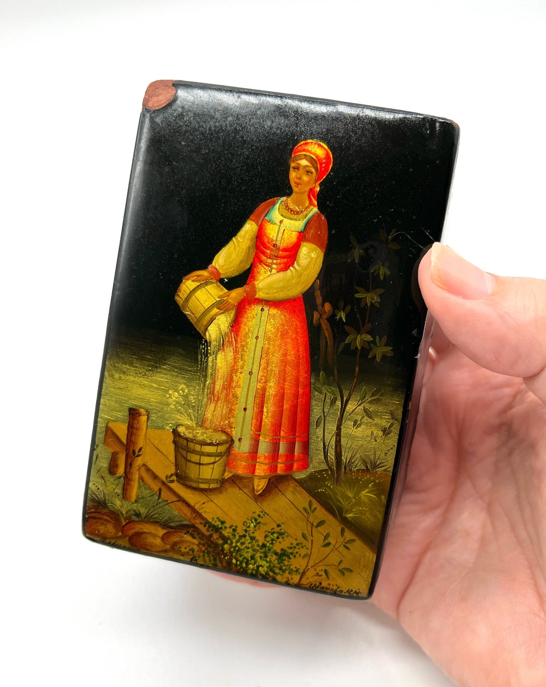 Antique Russian Lacquer Box / Rectangular Trinket Box - Etsy