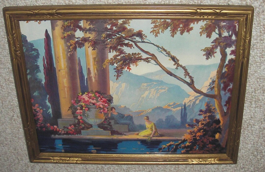 Vintage Art Deco Framed Print Blissful Reveries by Vladimir Pavlosky ...