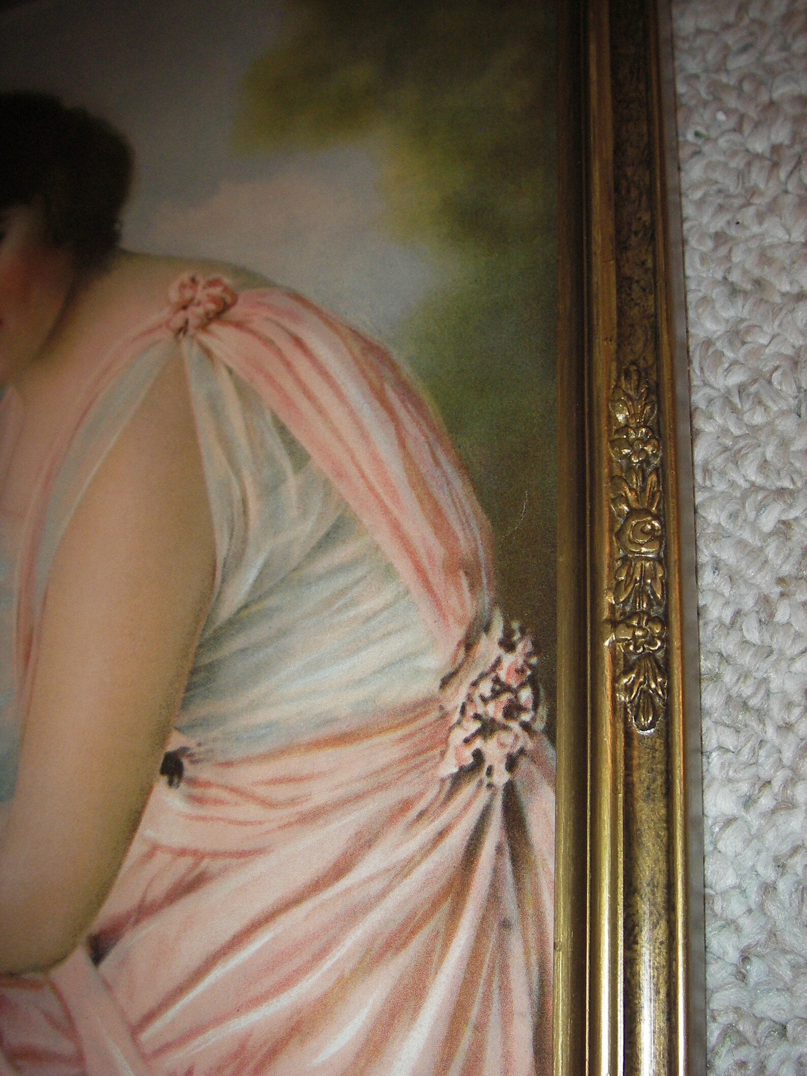 Elegant Art Deco Floral Lady Portrait in Ornate Gesso Frame - Vintage ...