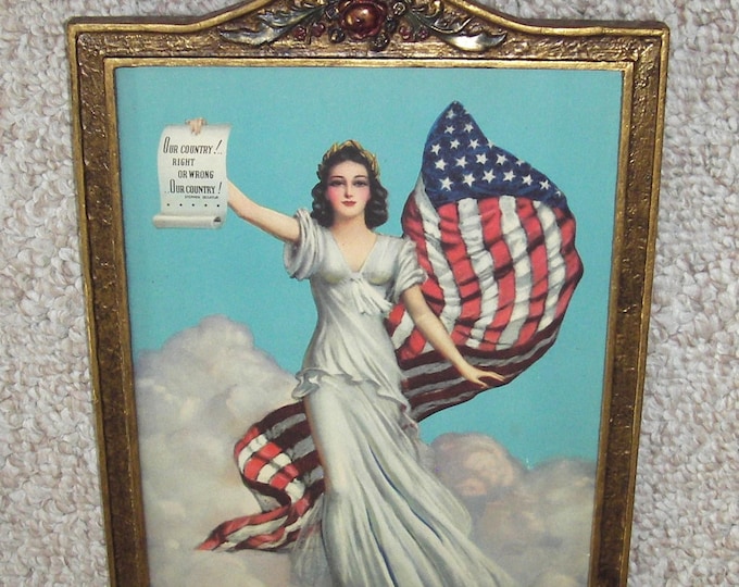 Vintage WWI Lady Liberty Print: Patriotic 'our Country' Artwork in ...