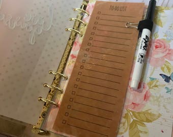 Reusable To do / notes laminated planner insert with elastic | Etsy