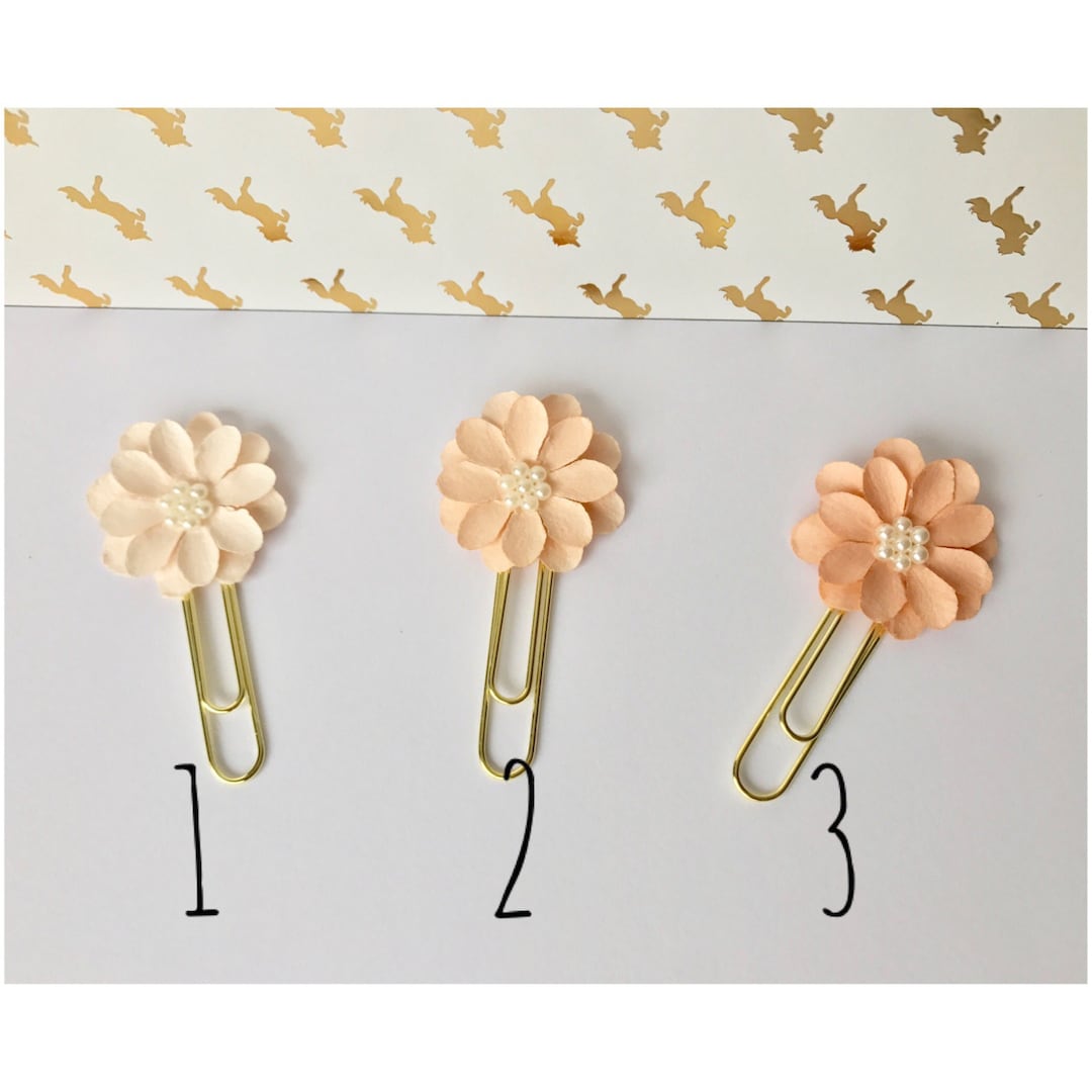 3-D Flower Planner/paperclip Orange White Pearls Gold Clip - Etsy