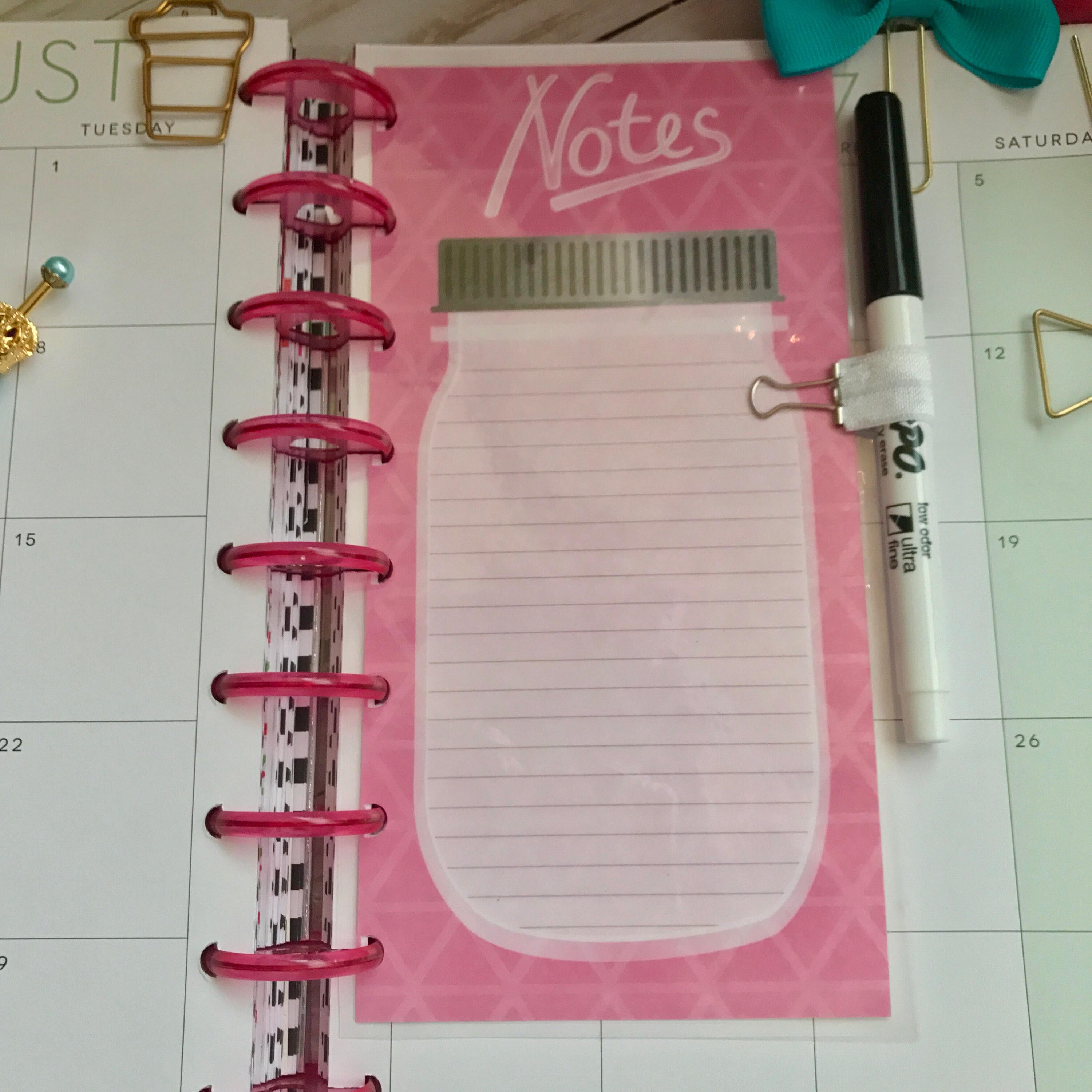 Reusable to Do / Notes Laminated Planner Insert With Elastic - Etsy