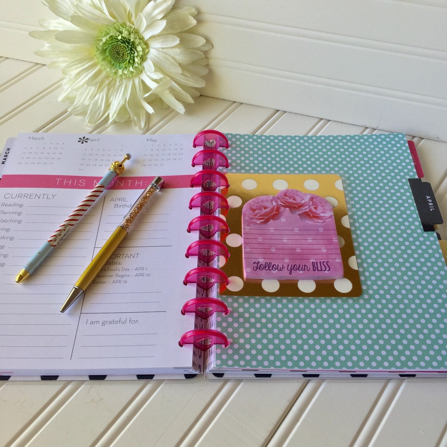 Happy Planner Notepad Insert Gold Foil With White Dots Pink - Etsy
