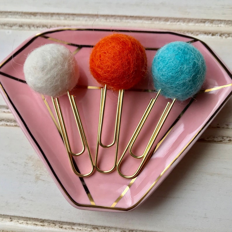 3-D Felt Ball Planner/paperclip Gold Clip - Etsy