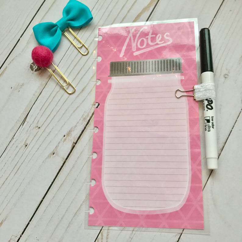 Reusable to Do / Notes Laminated Planner Insert With Elastic - Etsy
