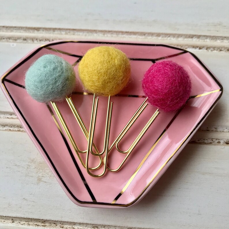 3-D Felt Ball Planner/paperclip Gold Clip - Etsy