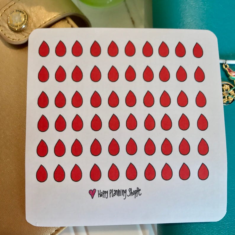 Period Tracker Sticker Menstruation Sticker Sheet Red Period - Etsy